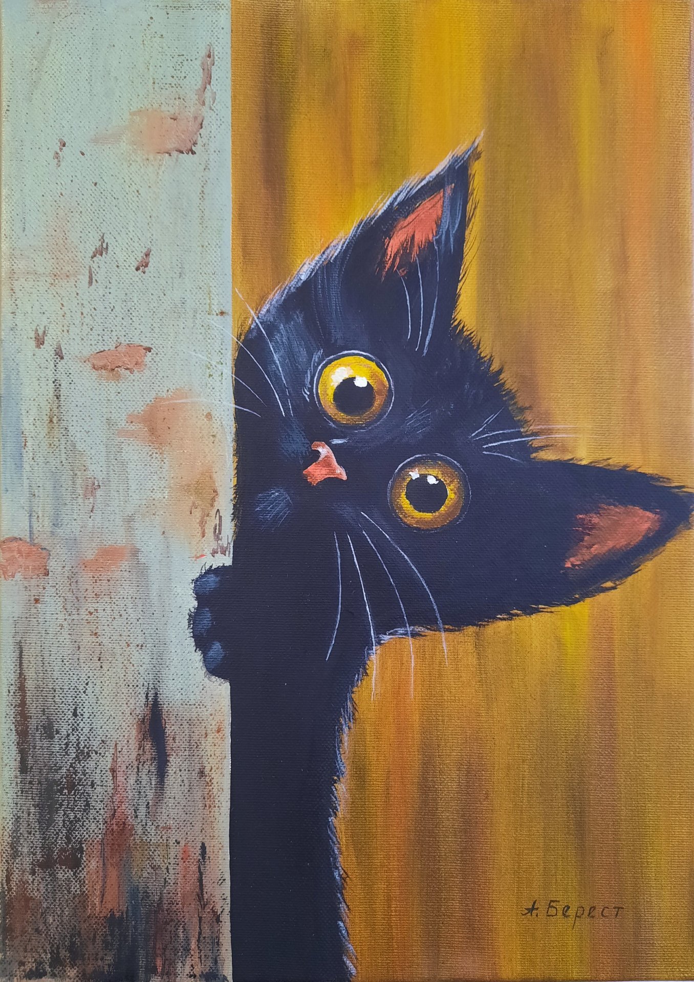Kitty Painting by Olena Berest - Jose Art Gallery