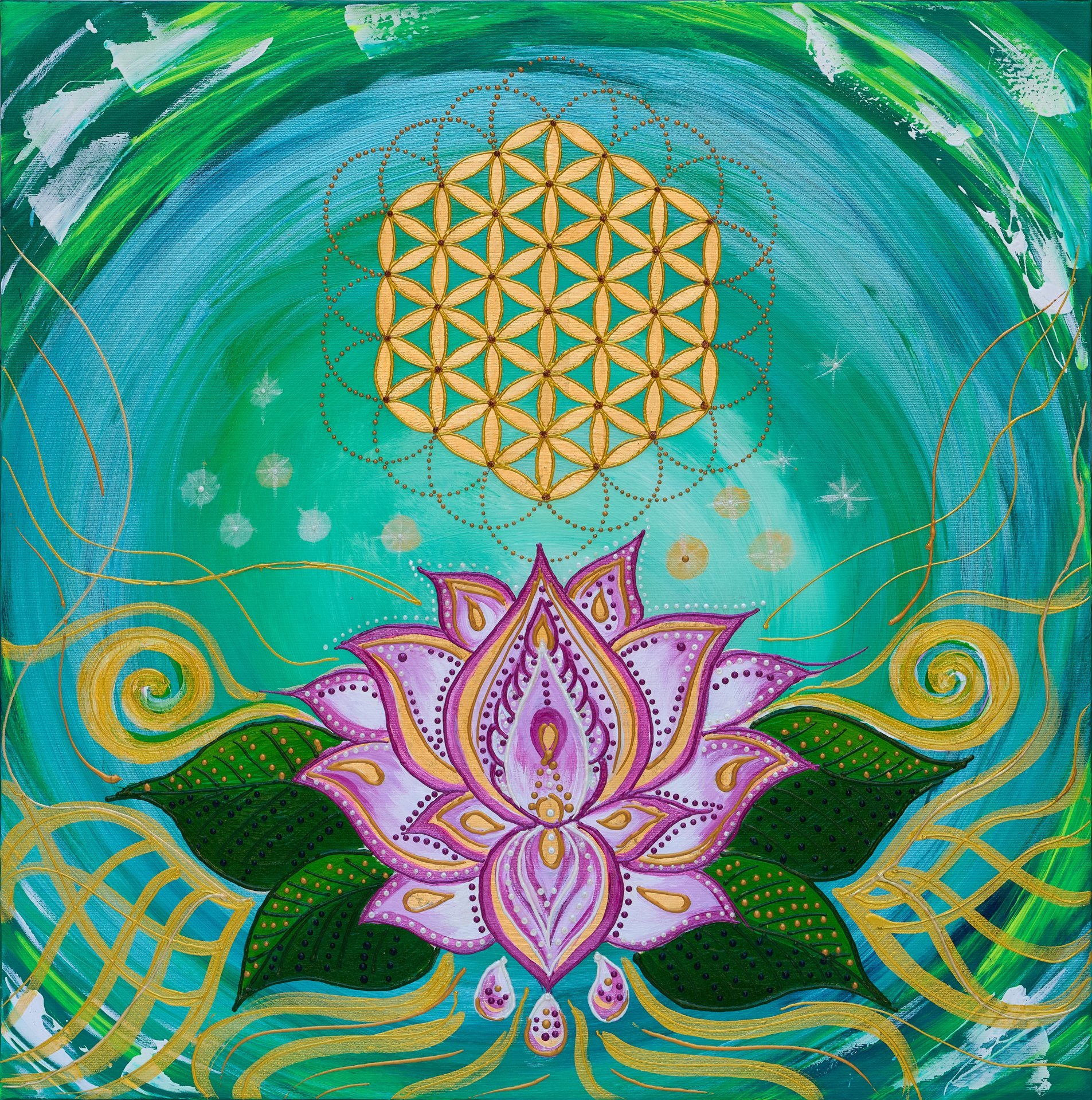 Two Flowers: Symbols of Unity Painting by Vladilena Cherednichenko