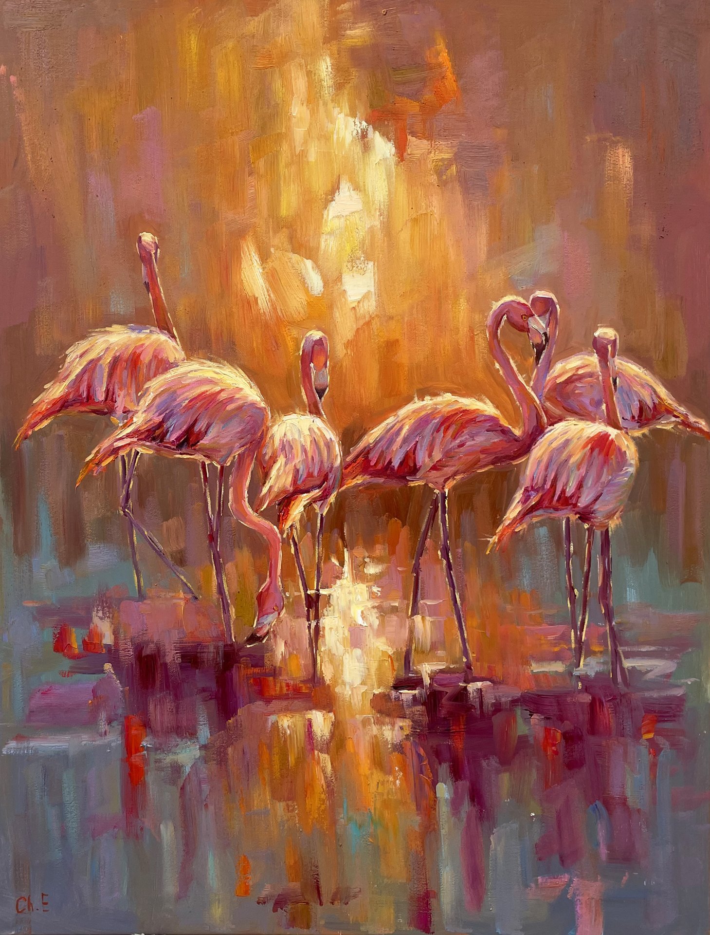Flamingo Painting by Yevgeny Chernyakovsky