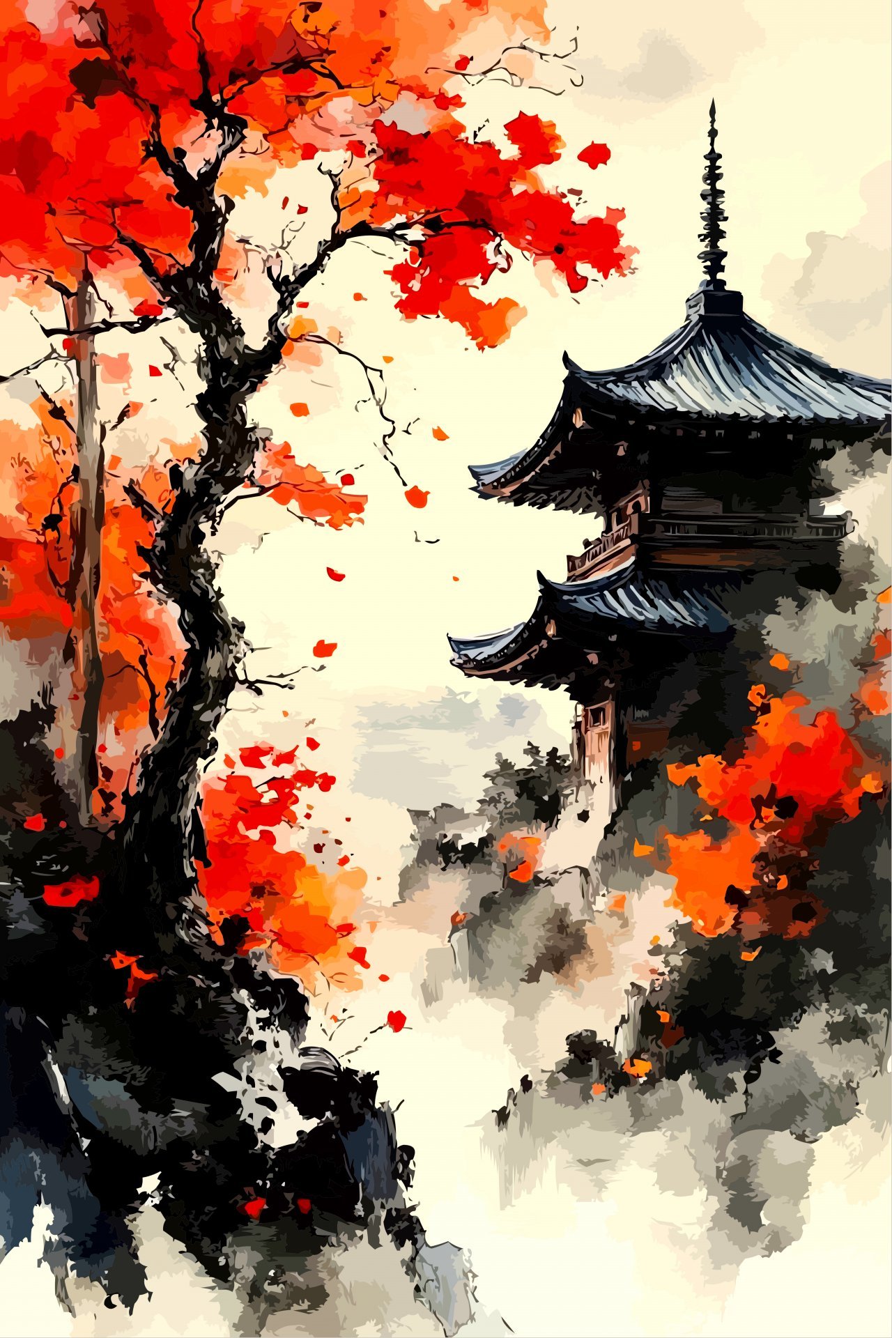 Tranquil Pagoda in the Clouds Digital Art - Viktor Levchenko