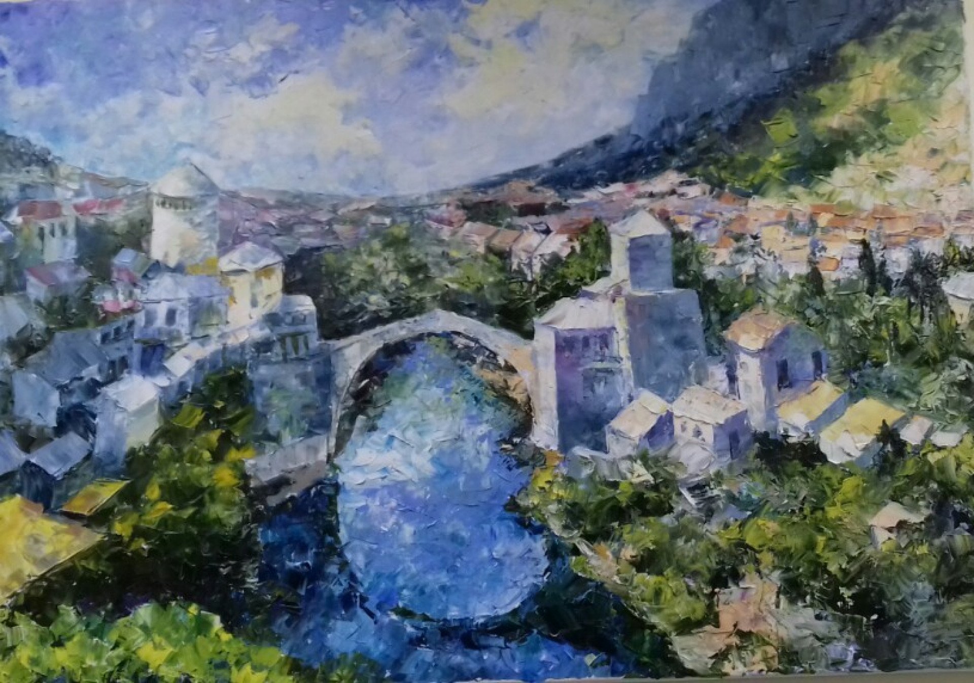 Mostar Old Town Painting by Liudmyla Karpenko
