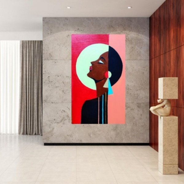 Lady: Bright Pop Art Profile Painting by Natali