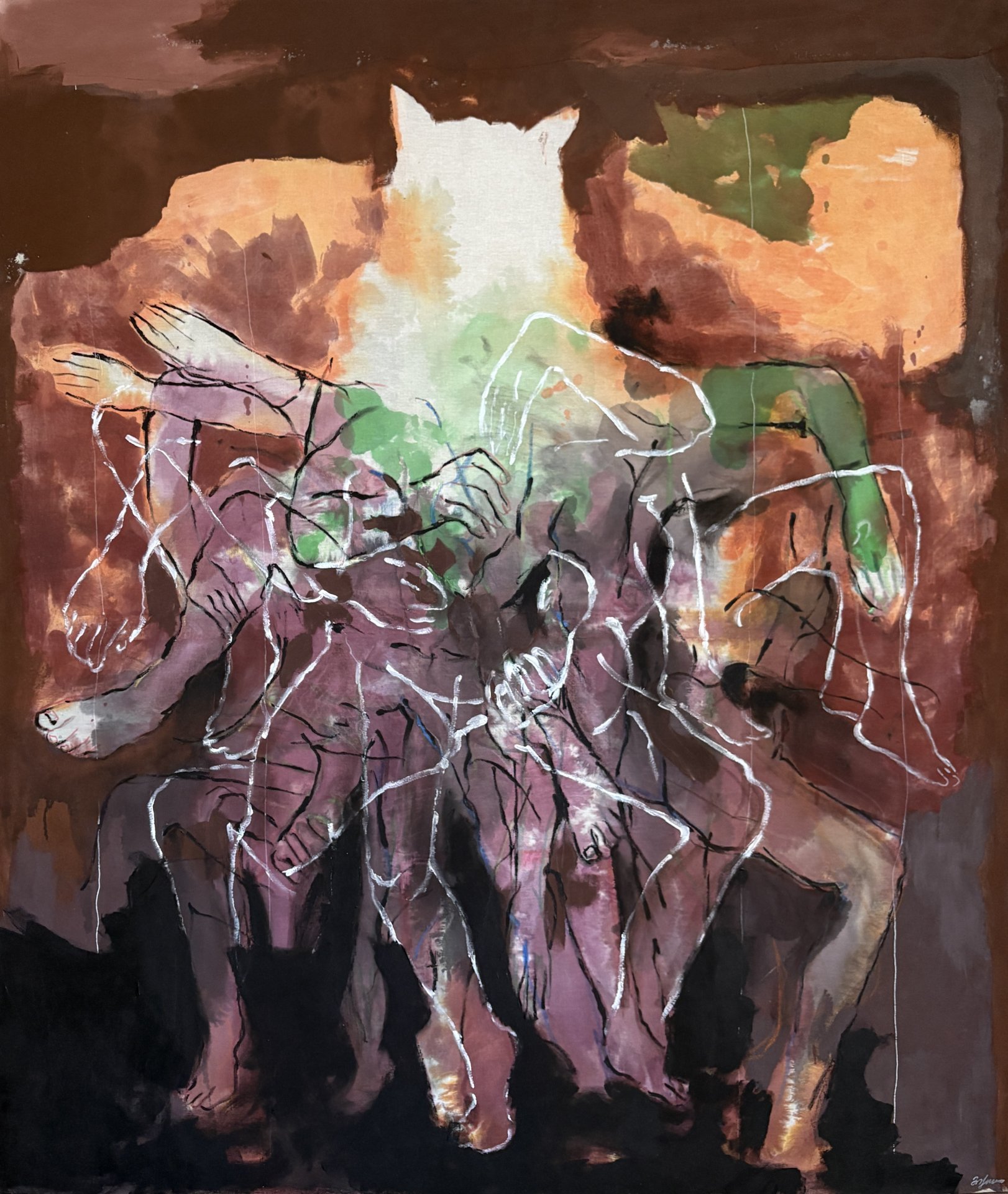 Dance Of The Wolves Painting by Gela MIKAVA