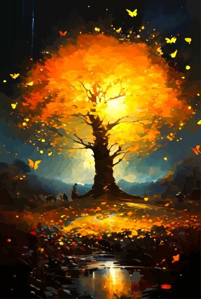 Surreal Tree of Golden Leaves Digital Art - Viktor Levchenko