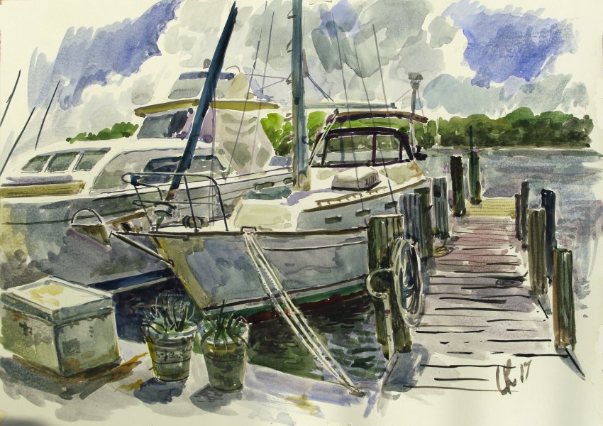 Yachts in Porto: Sea Charm Painting by Leon Katz