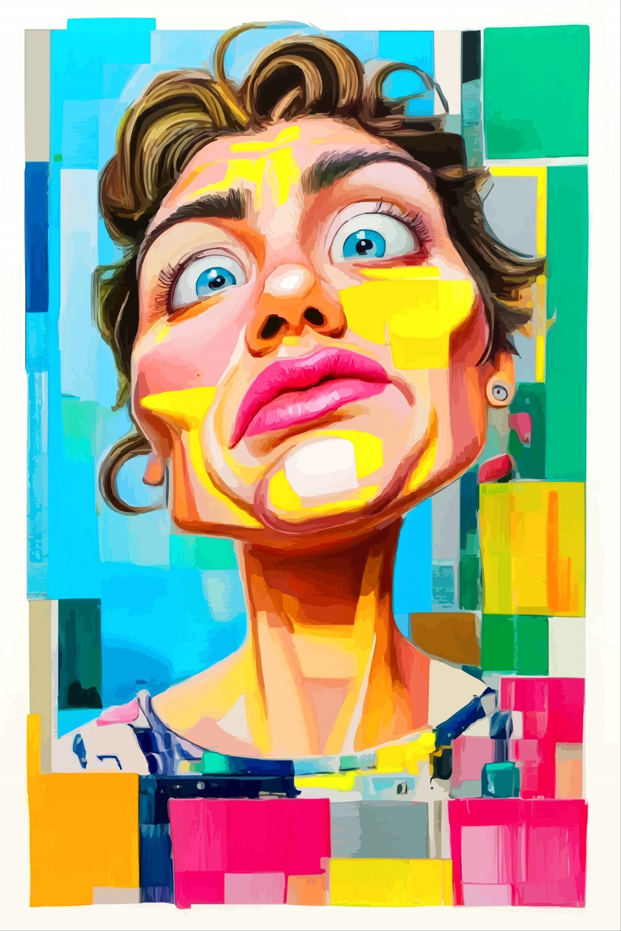 Geometric Beauty: Faces of Emotion Digital Art - Viktor Levchenko