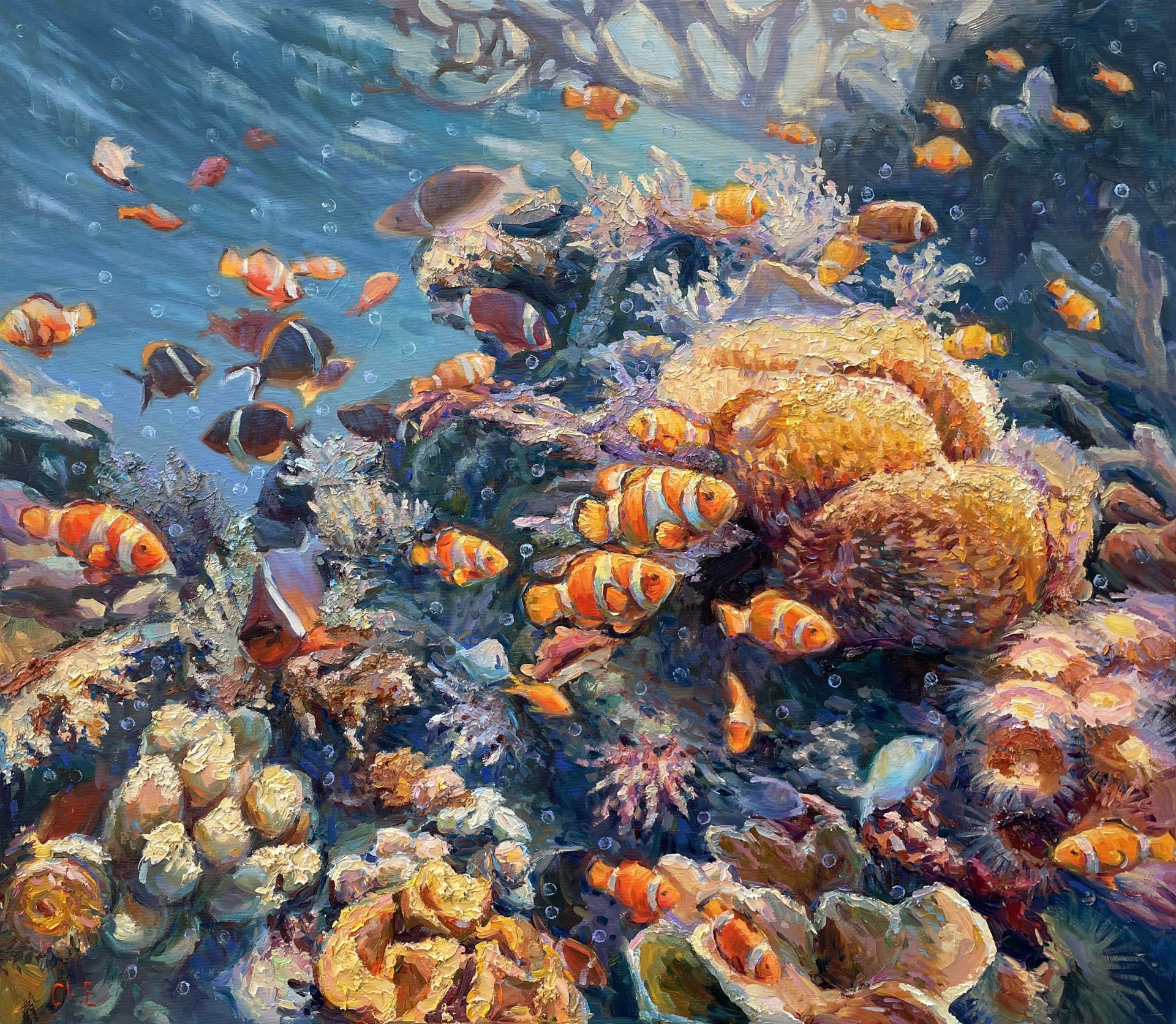 Underwater Reef Painting by Yevgeny Chernyakovsky