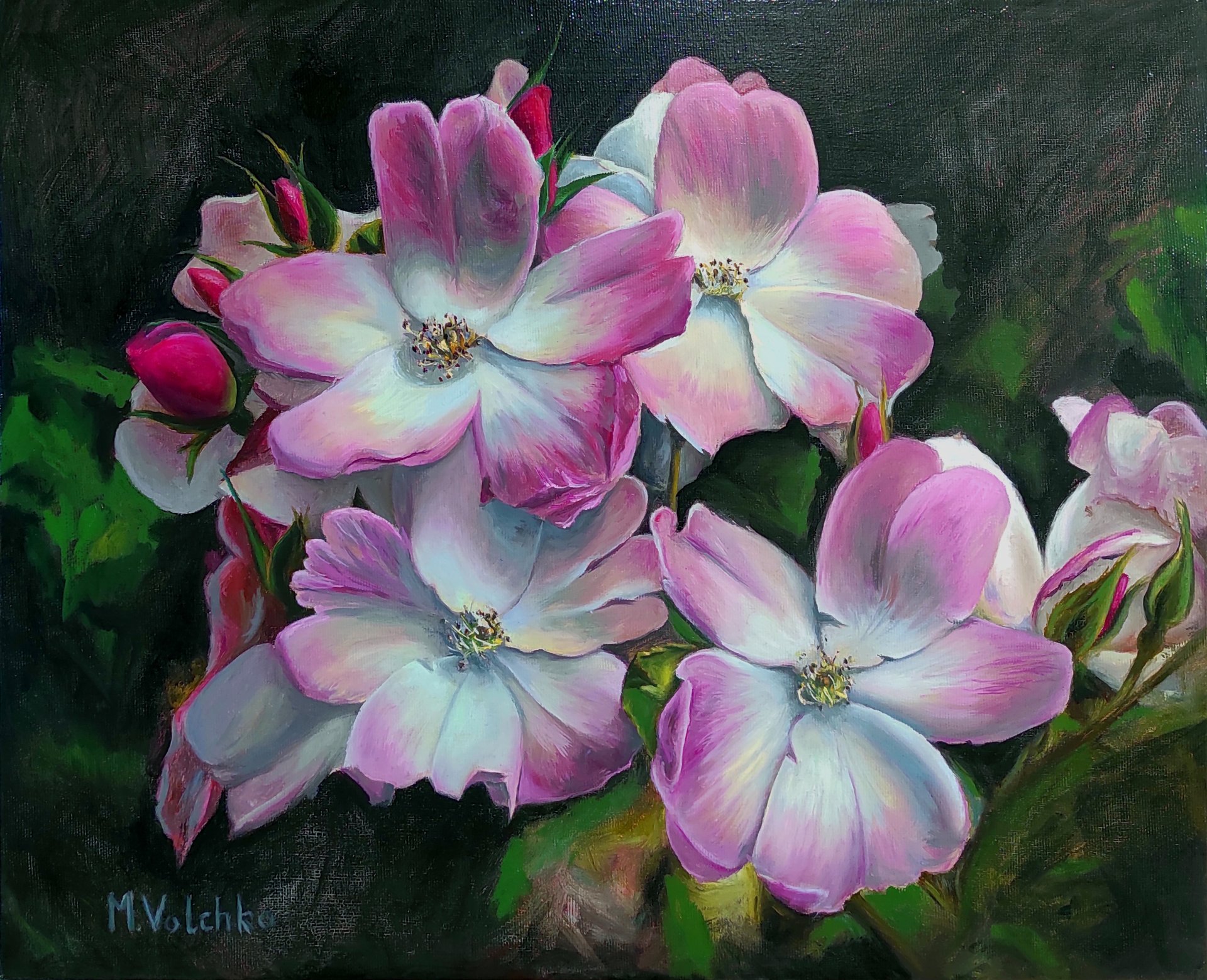 Wild Roses Bloom 2024 Painting by Mykola Volchko