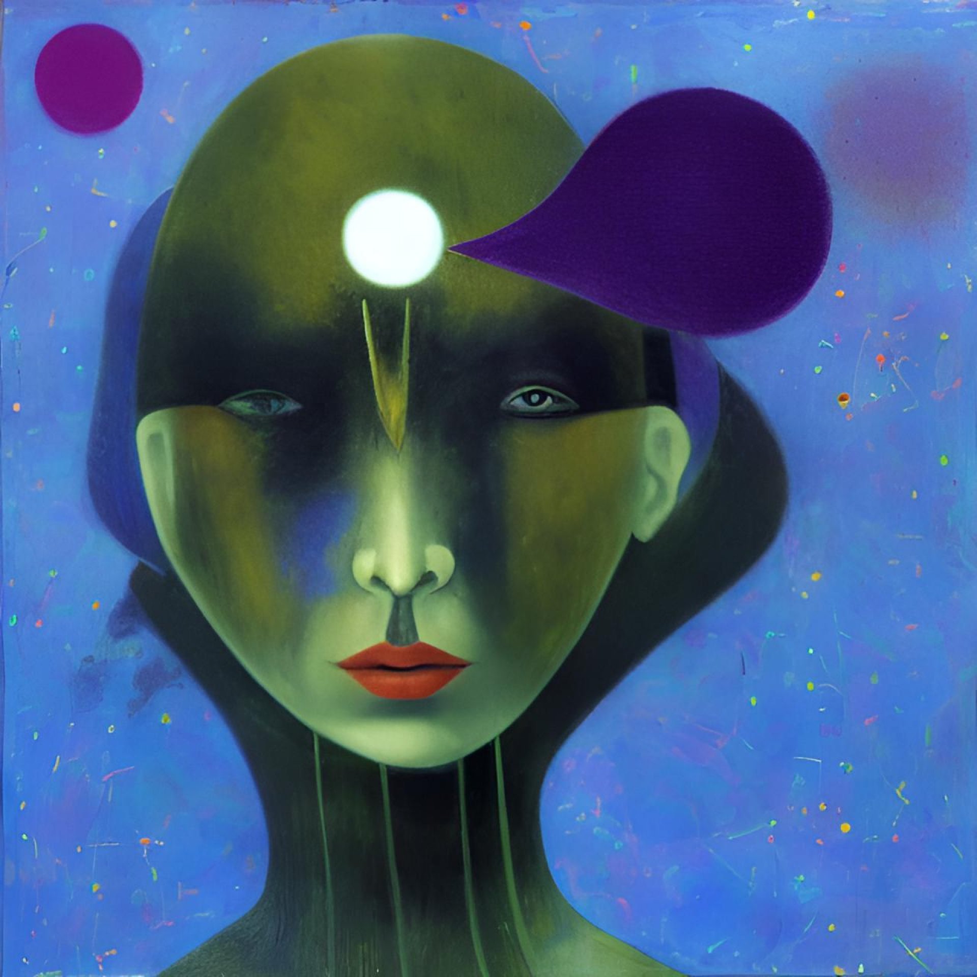 Blue Emotions: Portrait of Mystery Digital Art - MeaHau