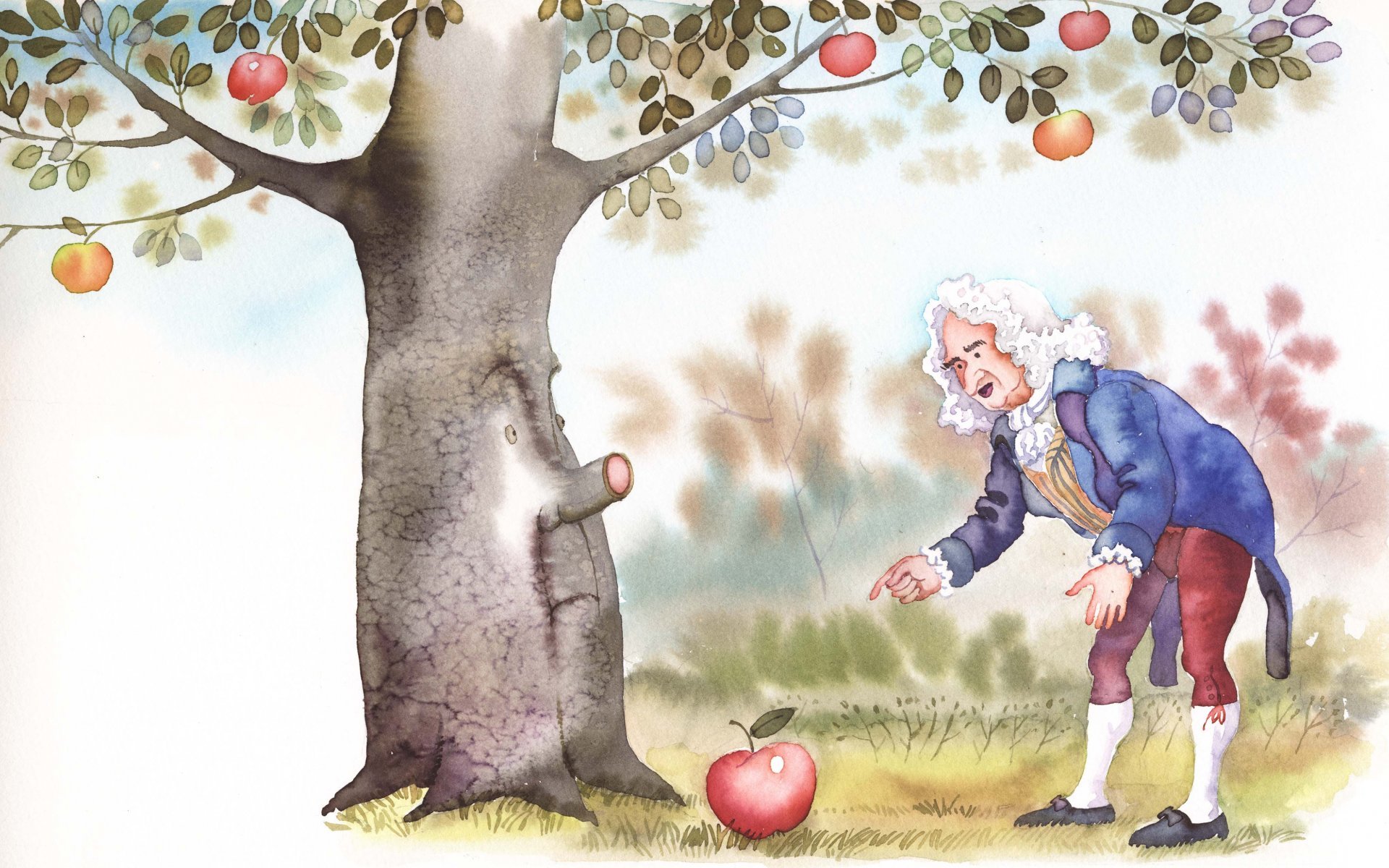 Newton and the apple Painting by Manuel U.Lima