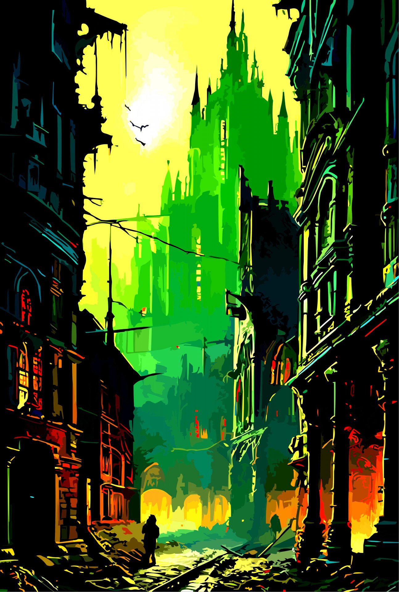 Surreal Gothic Skyline Digital Art - Viktor Levchenko