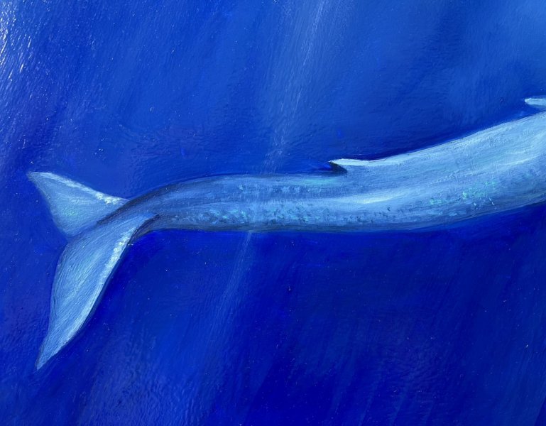 Blue Whale in Deep Ocean Painting by Stepan Ribkevich