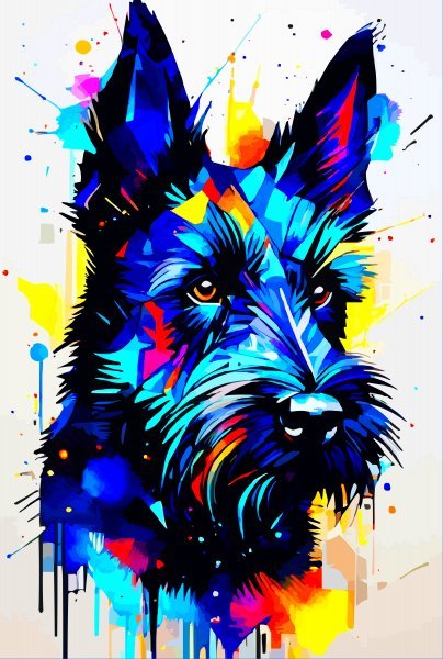 Colorful Dog's Face Close-Up Digital Art - Viktor Levchenko