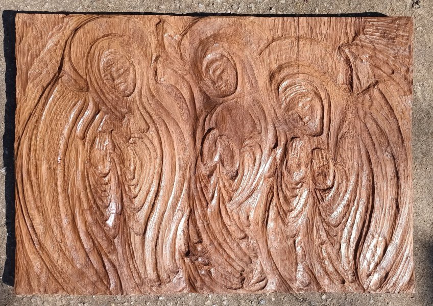 Guardian Angels Bas-relief Painting by Vladyslav Kolomoiets