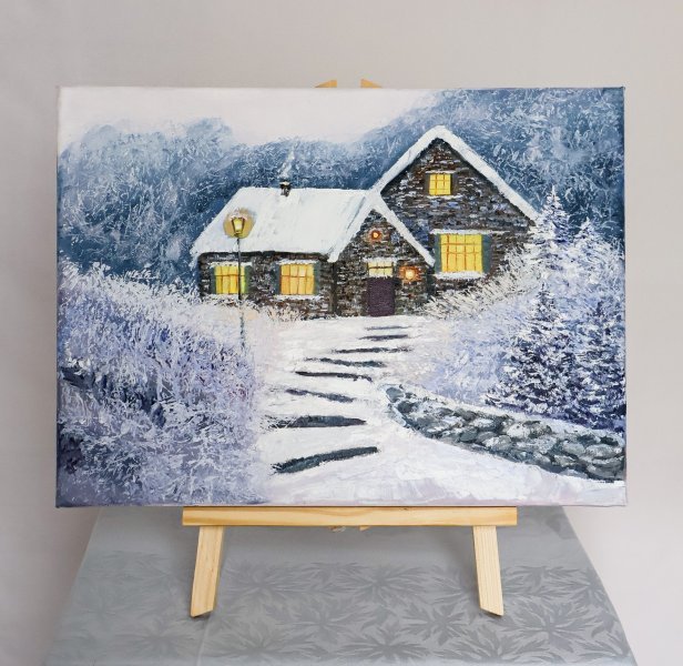 Gentle Winter Painting by Olena Medvedska - Jose Art Gallery