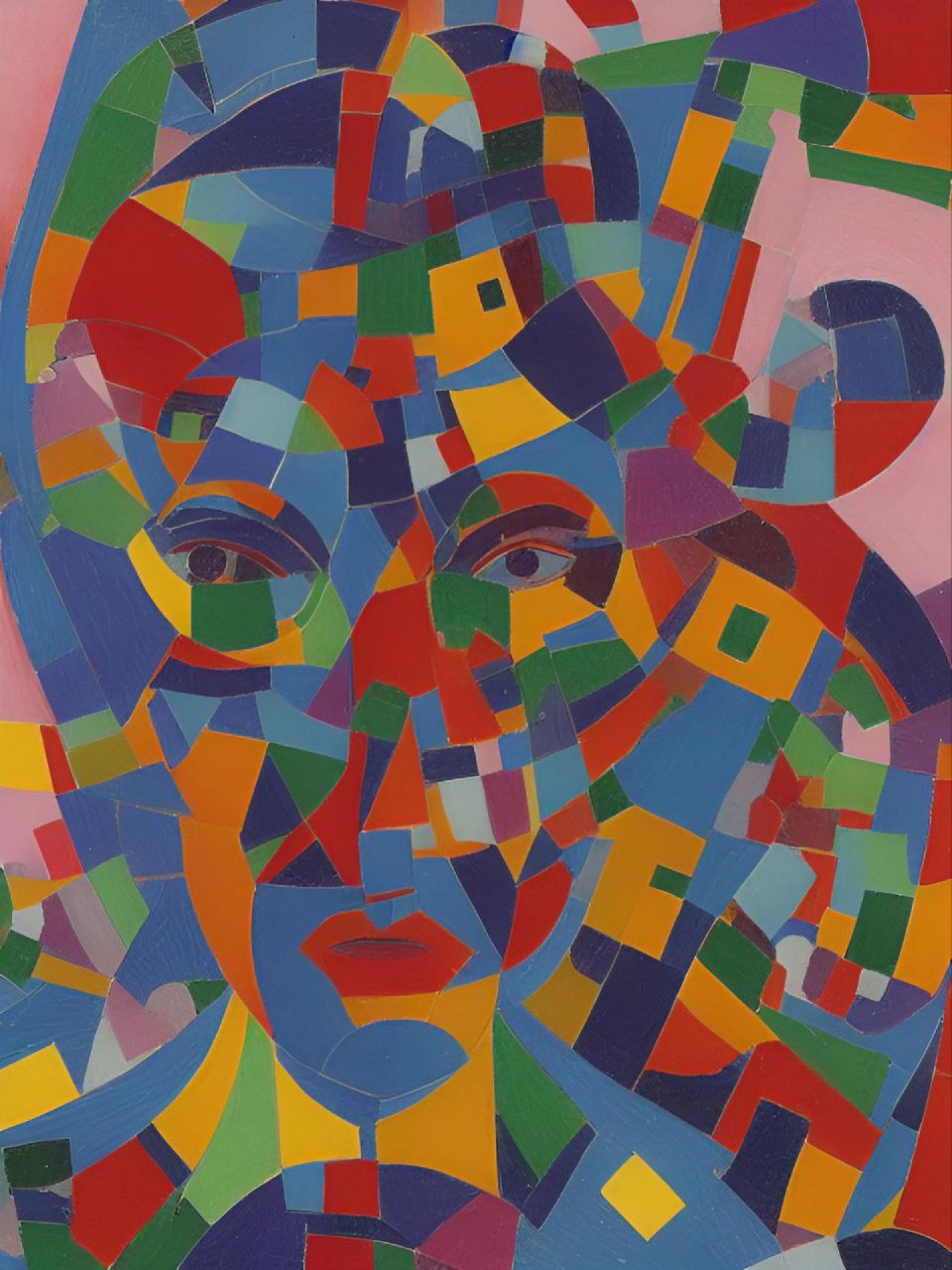 Abstract Portrait Mosaic: A Colorful State Map Painting by MeaHau