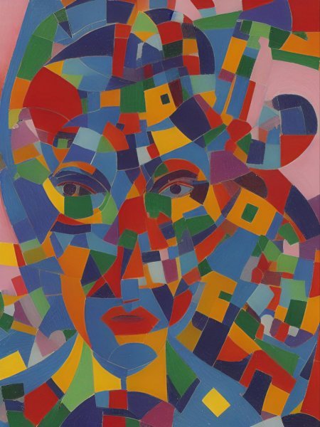 Abstract Portrait Mosaic: A Colorful State Map Digital Art - MeaHau