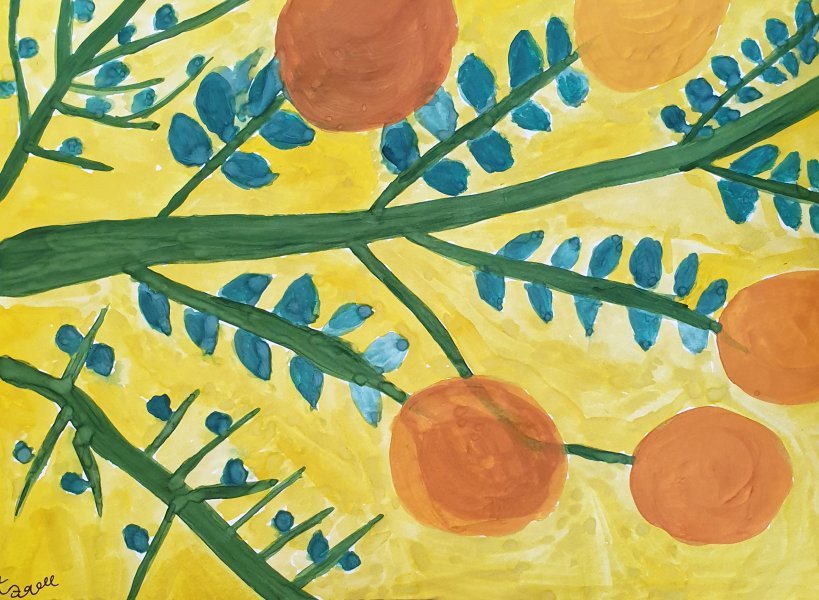 Orange tree branch Drawing - Arina Mari - Jose Art Gallery