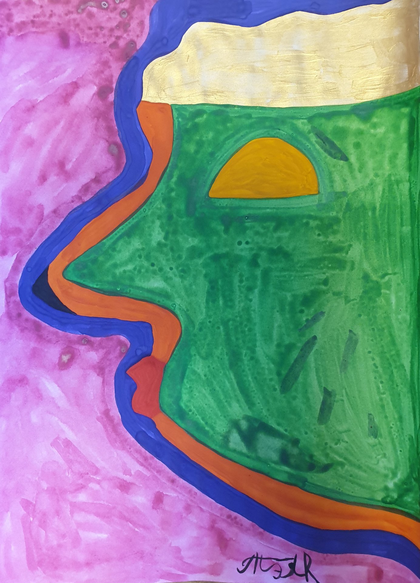 Green face Drawing - Arina Mari - Jose Art Gallery