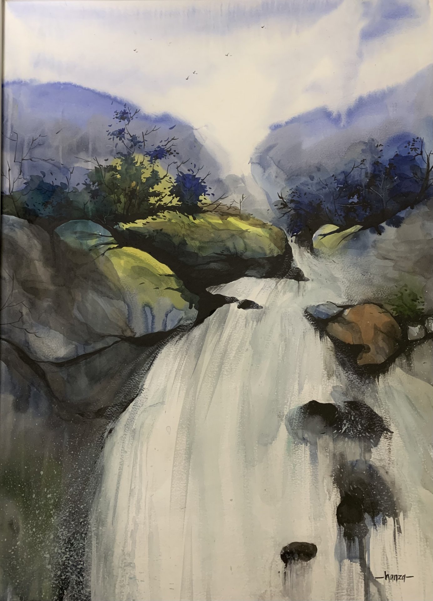 Echoes of the Endless Stream Painting by Hanza Fathima