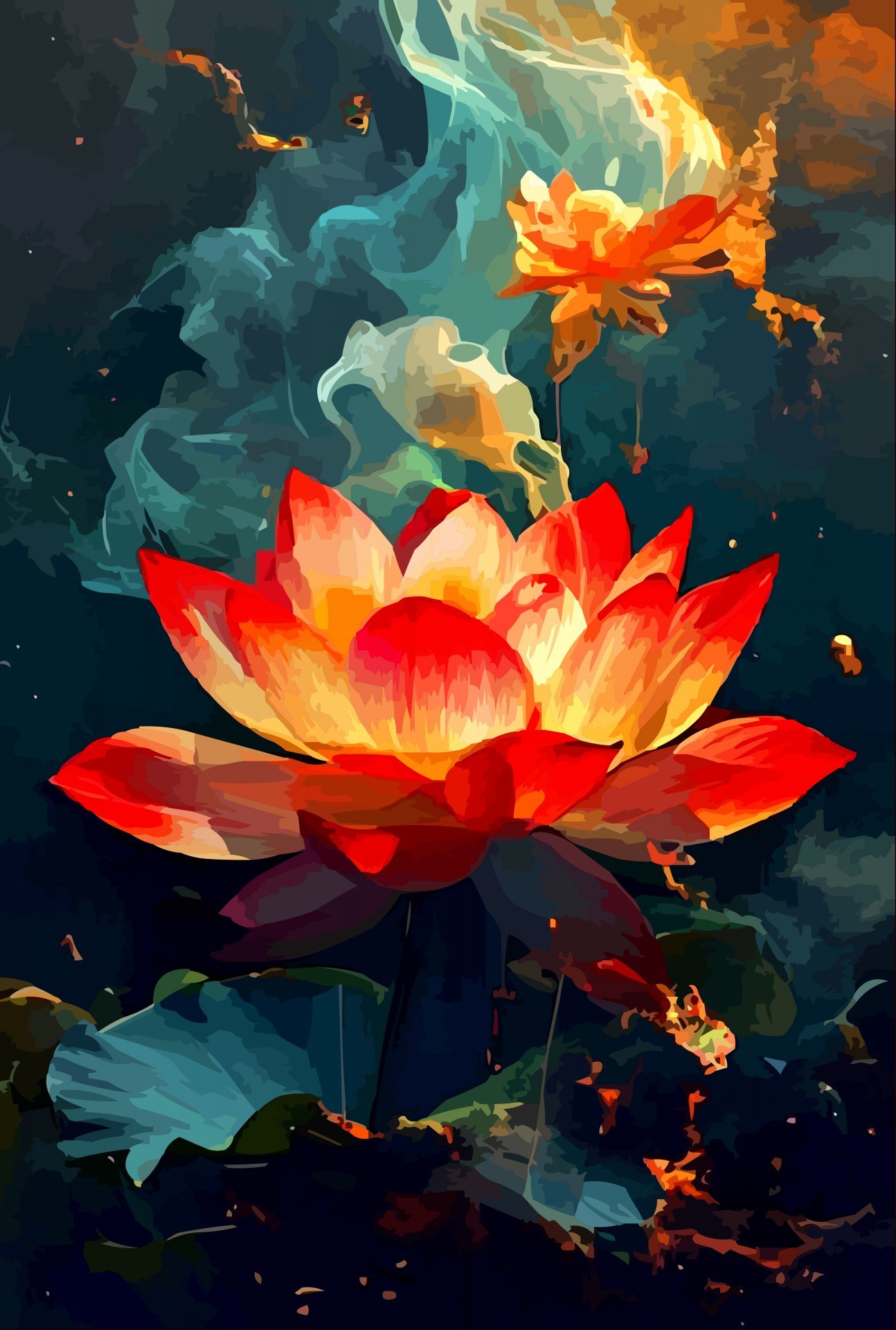 Cosmic Lotus Surrealism Digital Art - Viktor Levchenko