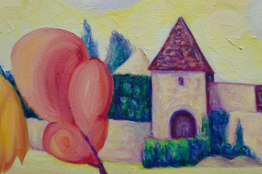 Old Fortress on the river Painting by Boris Subotic
