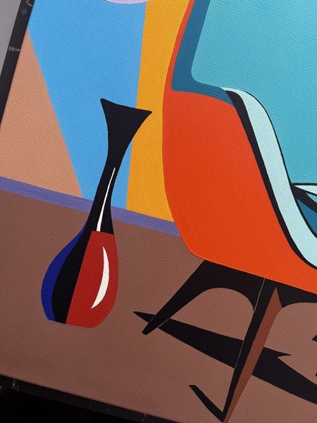 Retro Armchair. Elegance and Color in Canvas Painting by Di Fêrra