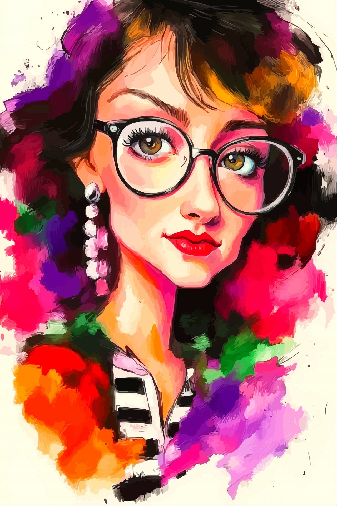 Witty Girl with Glasses Digital Art - Viktor Levchenko