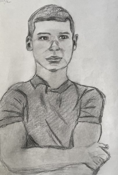 Croquis de portrait photoréaliste d'un jeune homme Dessin - Alana woods