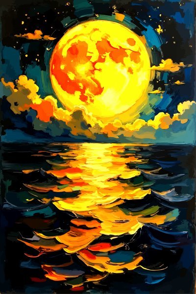 Golden Moonlight on Waves Digital Art - Viktor Levchenko