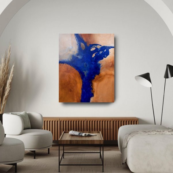 Cobalt Vortex Bold Abstract Energy Painting by Ela Szczepaniak
