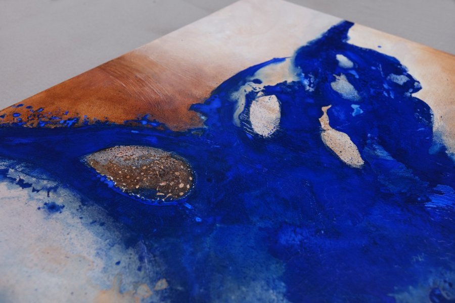 Cobalt Vortex Bold Abstract Energy Painting by Ela Szczepaniak