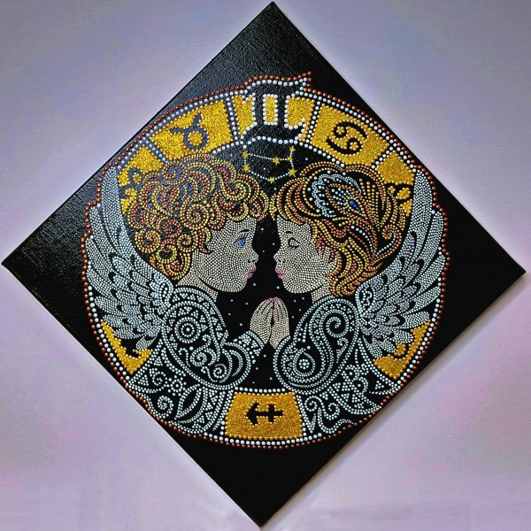 Zodiac sign Gemini Painting by YULIIA NOVIKOVA