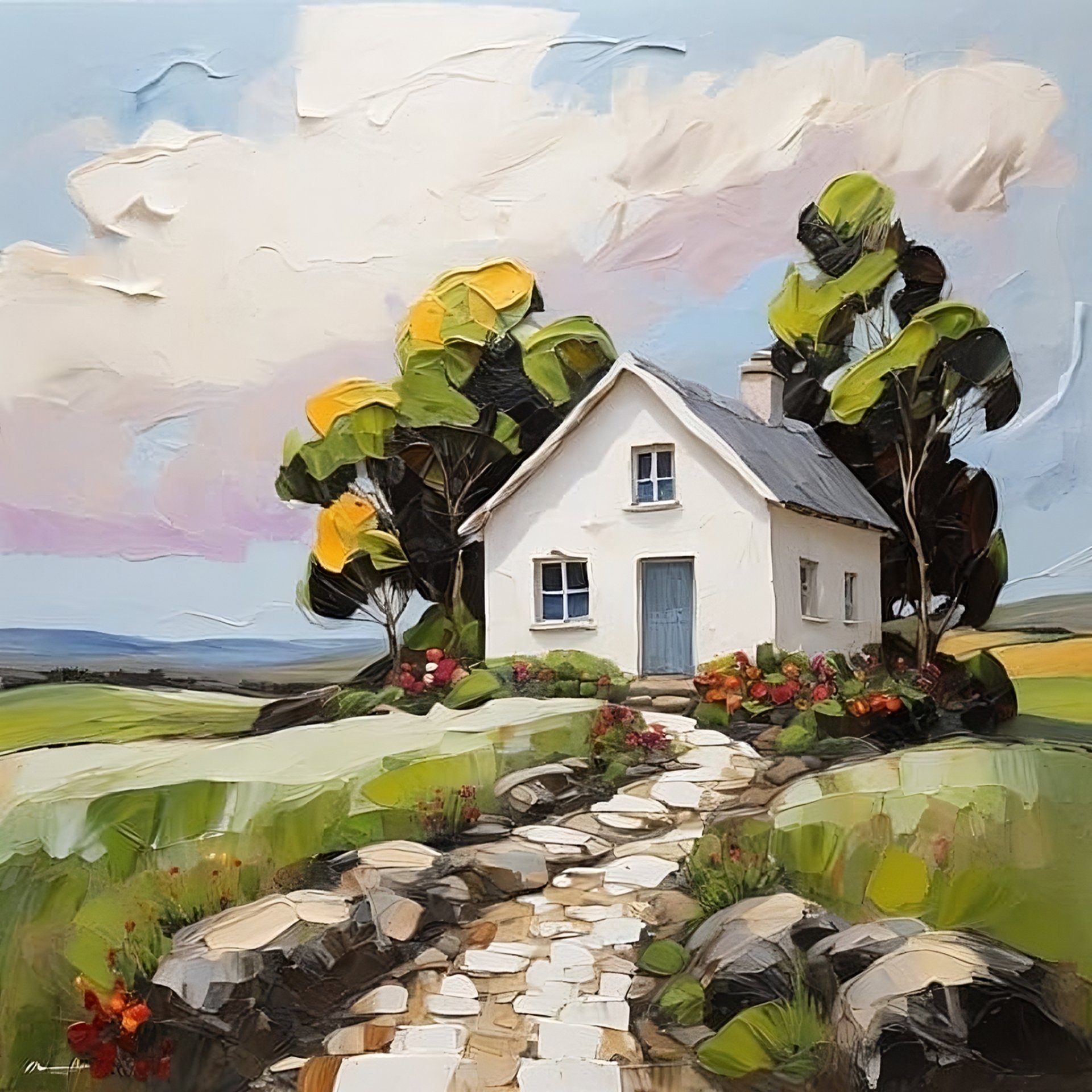 Irish Farmhouse Painting by Selena Sashina