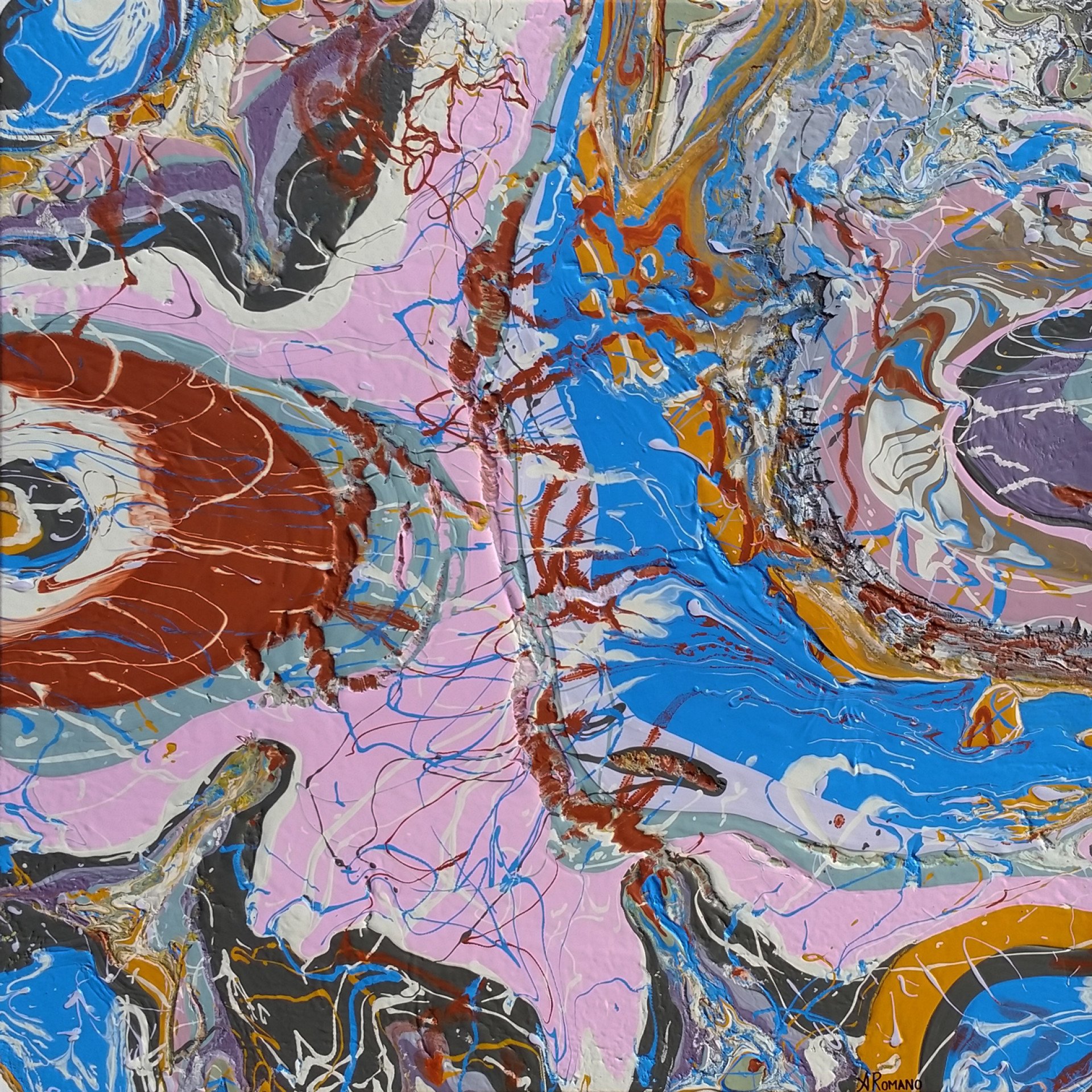 Tectonic Plates | 24 x 24 Drawing - Alexandra Romano