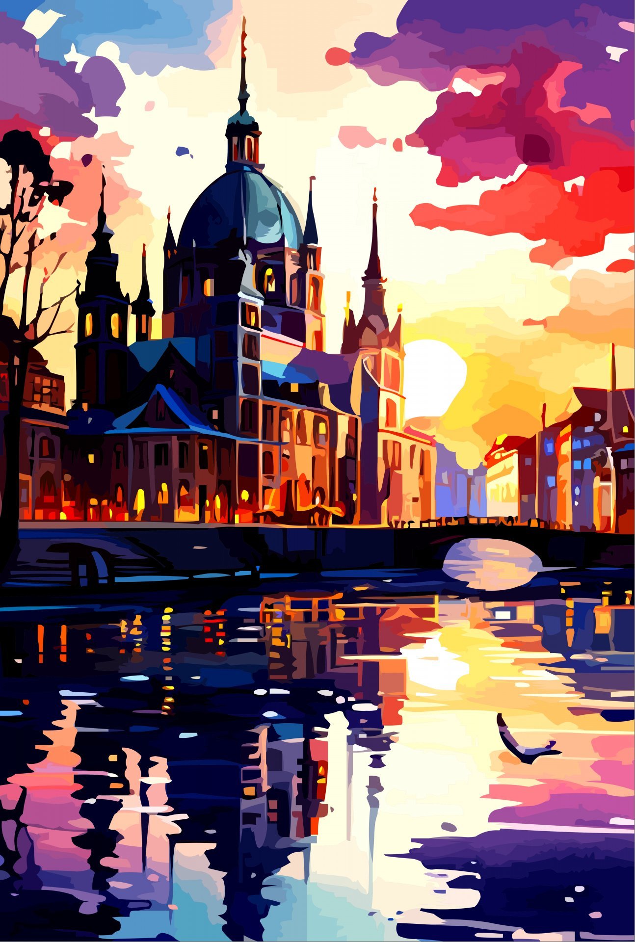 Medieval Reflection Lake Digital Art - Viktor Levchenko