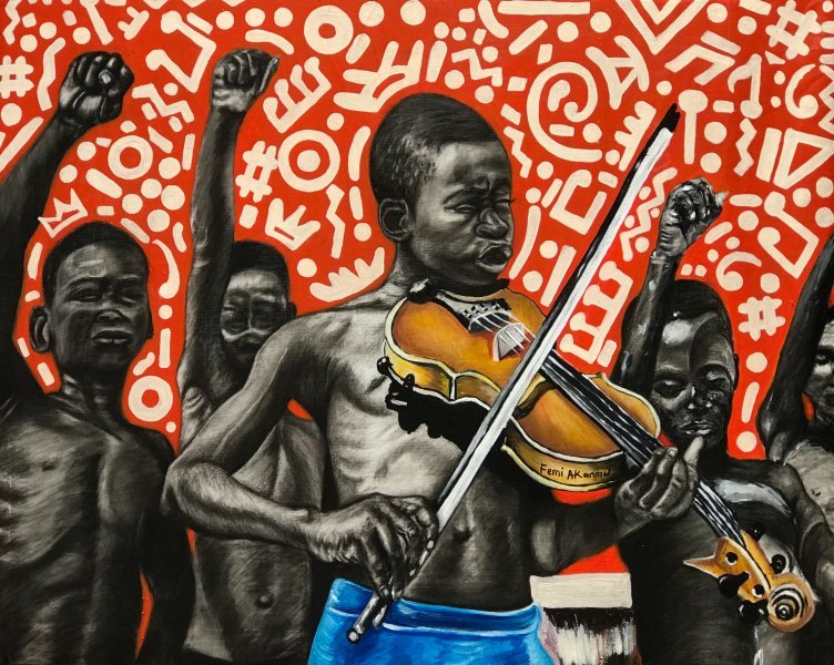 Liberty songs of freedom Painting by Oluwafemi Akanmu