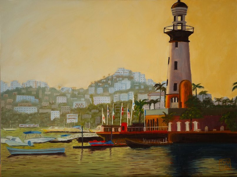 Acapulco Lighthouse: A Marine Landmark Painting by Thu Nguyen