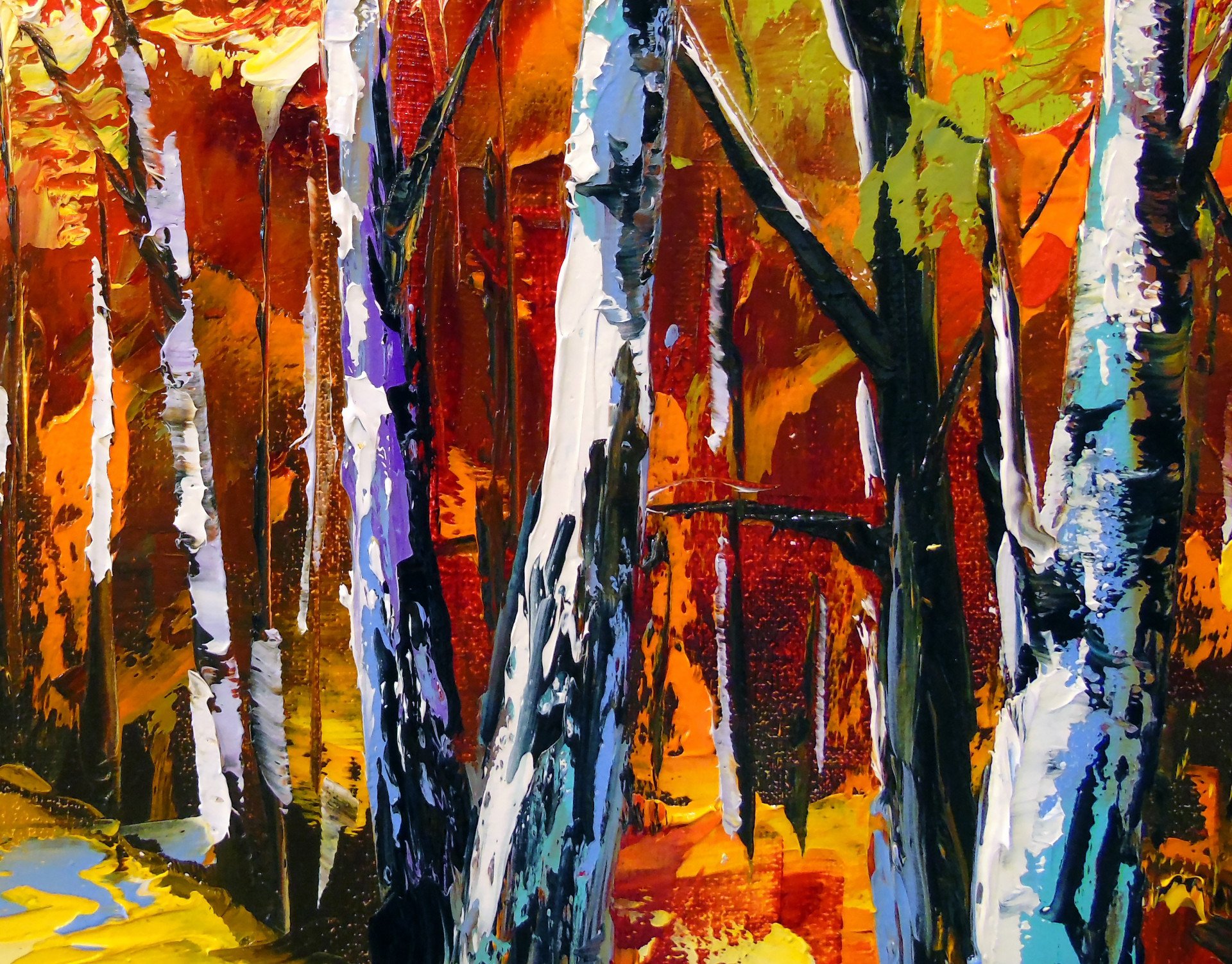 The road in the birch grove Painting by Olha Darchuk