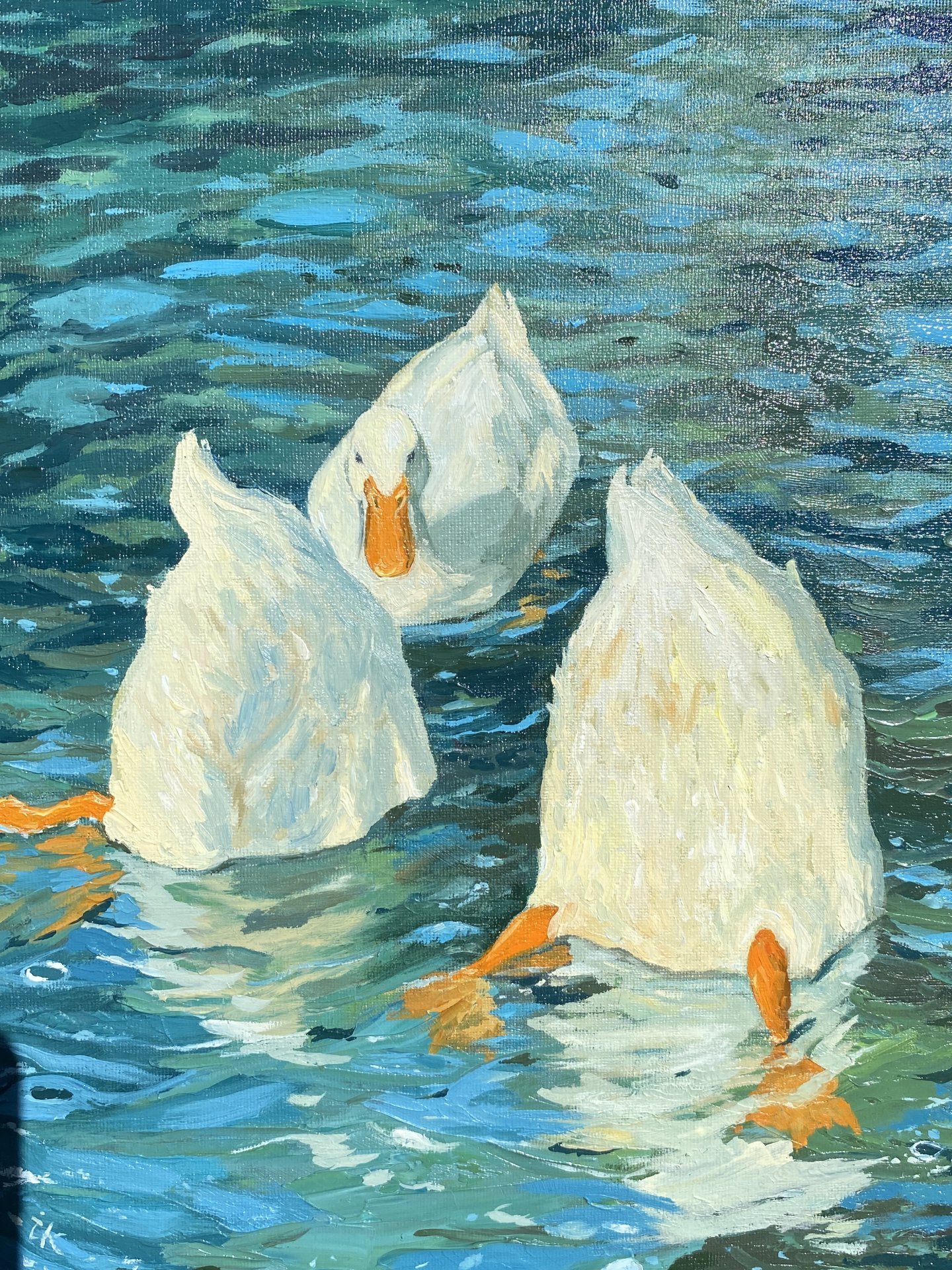 Diving Ducks Painting by Inna Kalina - Jose Art Gallery