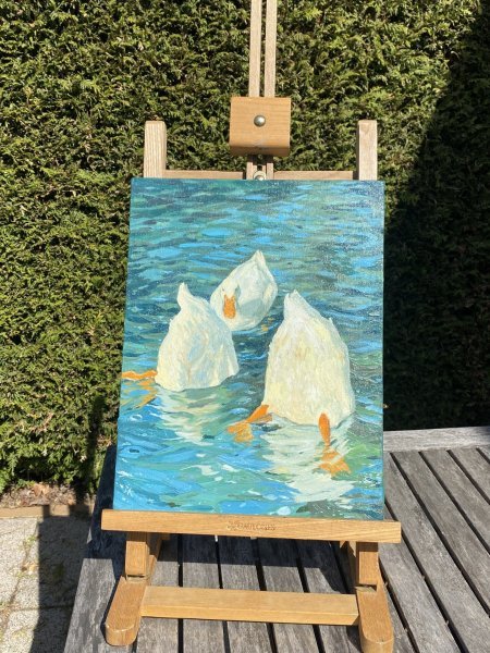 Diving Ducks Painting by Inna Kalina - Jose Art Gallery