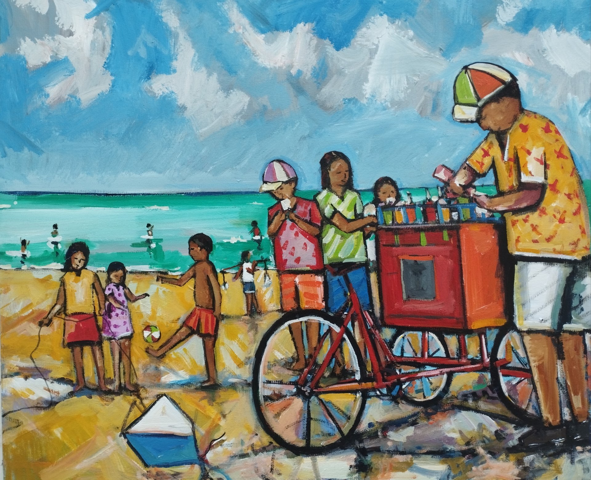 Scrape- scrape on the beach Painting by Sandro Maciel Lima