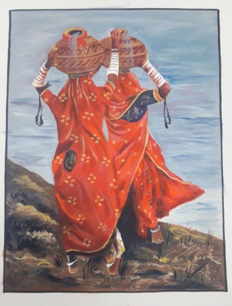 Dama de Rajastán, pintura india Pintura de Manish Vaishnav