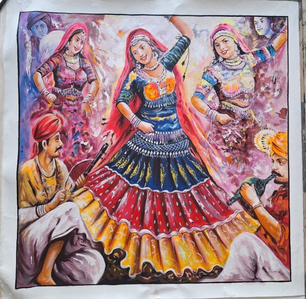 Traditional Folk Dance Painting by Manish Vaishnav