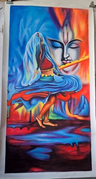 Krishna and Radha painting Painting by Manish Vaishnav