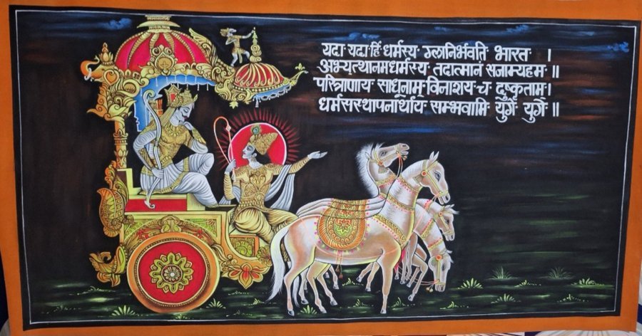 Mahabharat Horse with Krishna Reimagined Drawing - Manish Vaishnav
