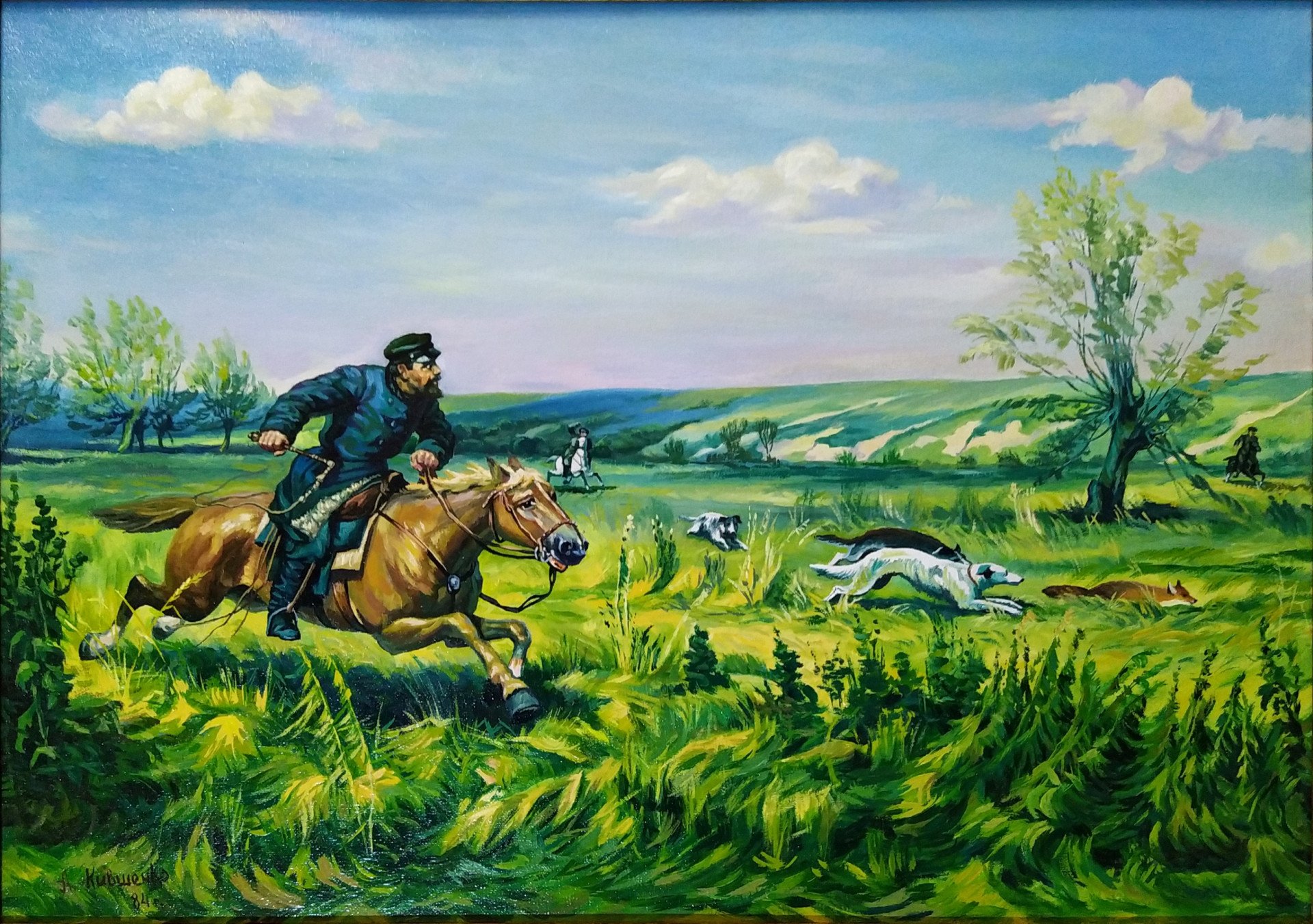 The Fox Hunting Painting by Leonid Fedorov