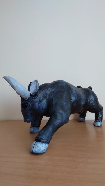 Black Bull Ceramic Sculpture Masterpiece Sculpture - Maksym Ozernyj