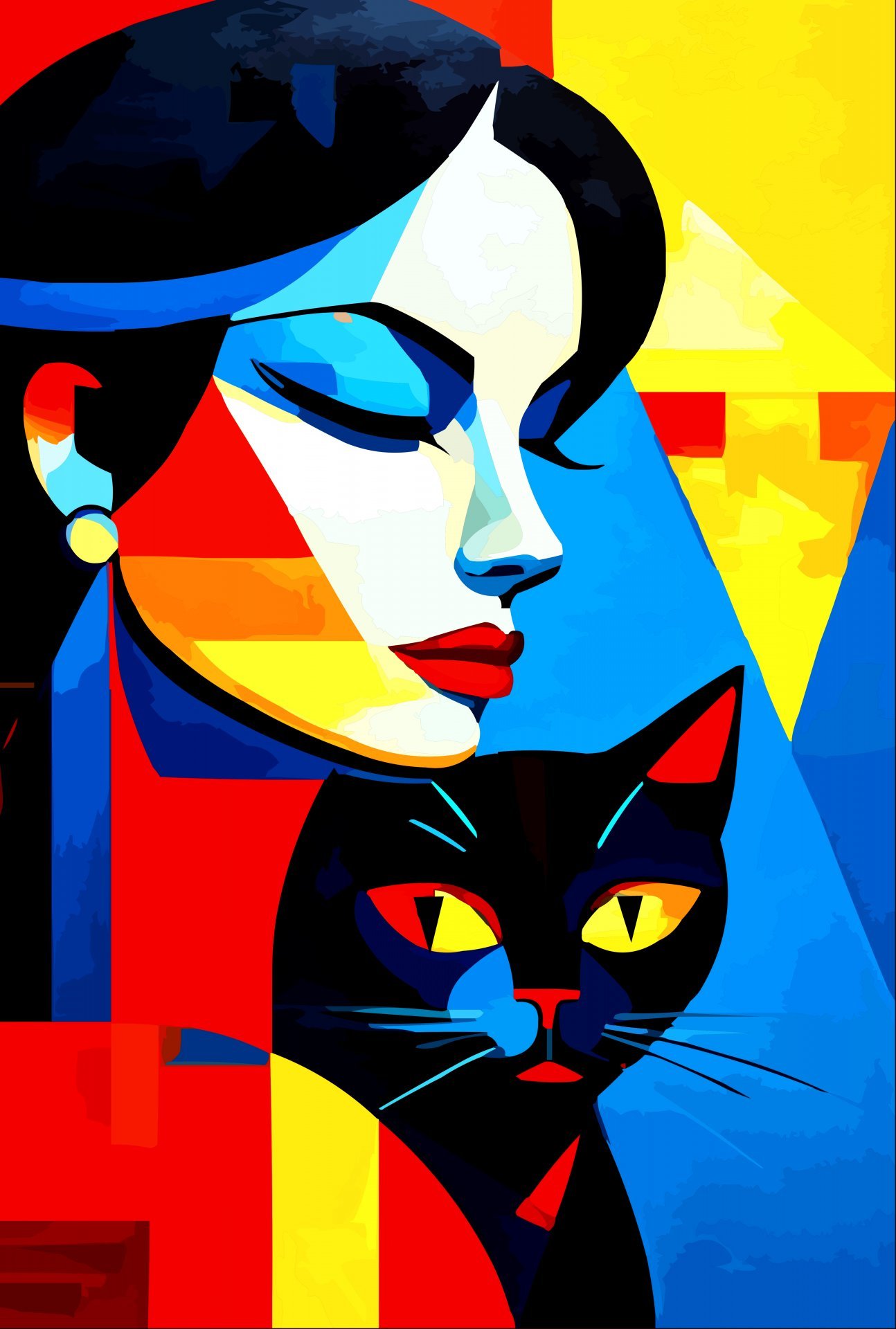 Colorful Cubism Charm Painting by Viktor Levchenko