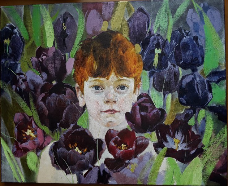 Red boy Painting by Anastasiia Bakharieva - Jose Art Gallery